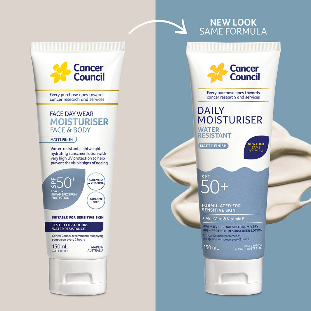 Daily Moisturiser Water Resistant SPF50+ 150ml – Cancer Council Shop