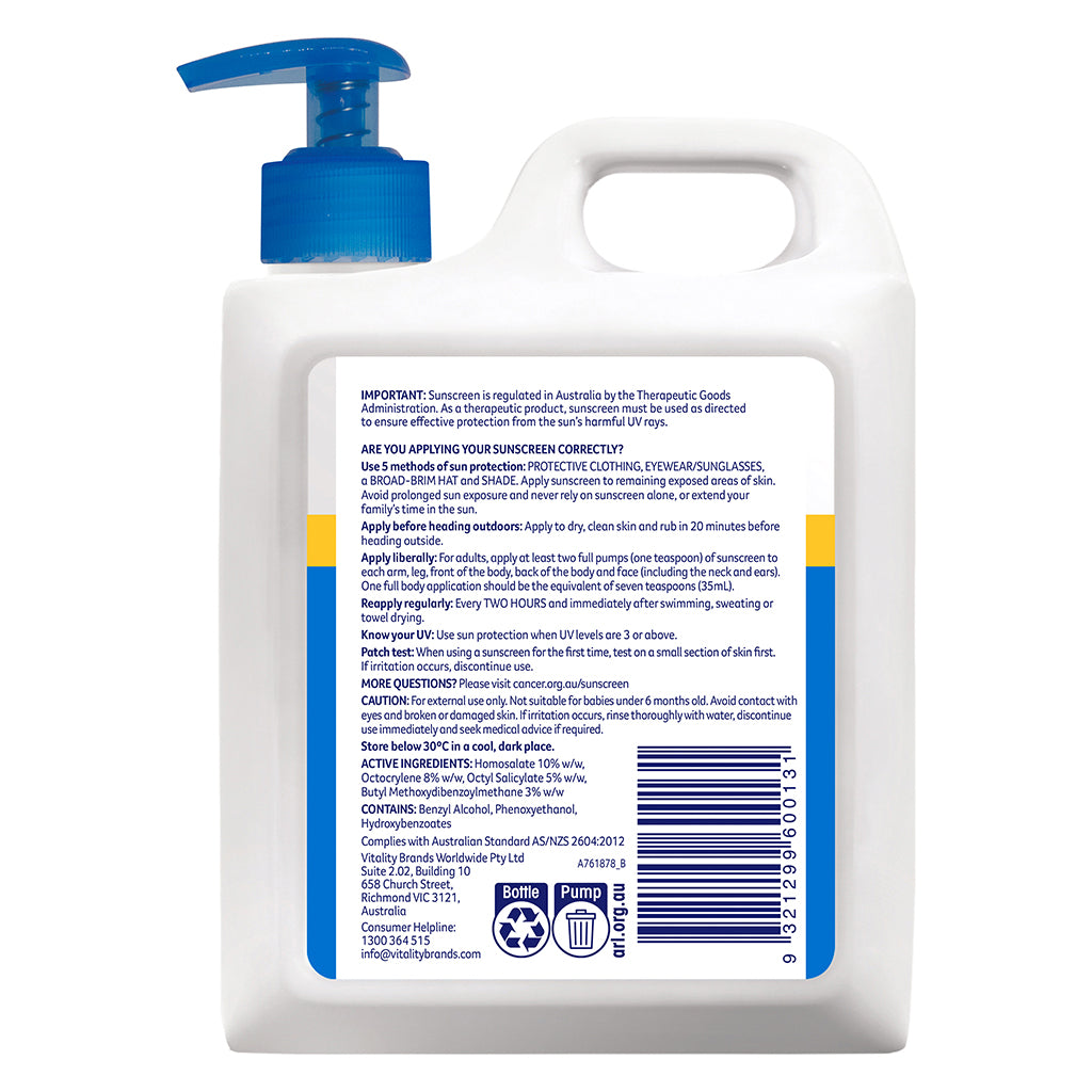 Ultra Sunscreen SPF50+ 1 Litre | Cancer Council Shop